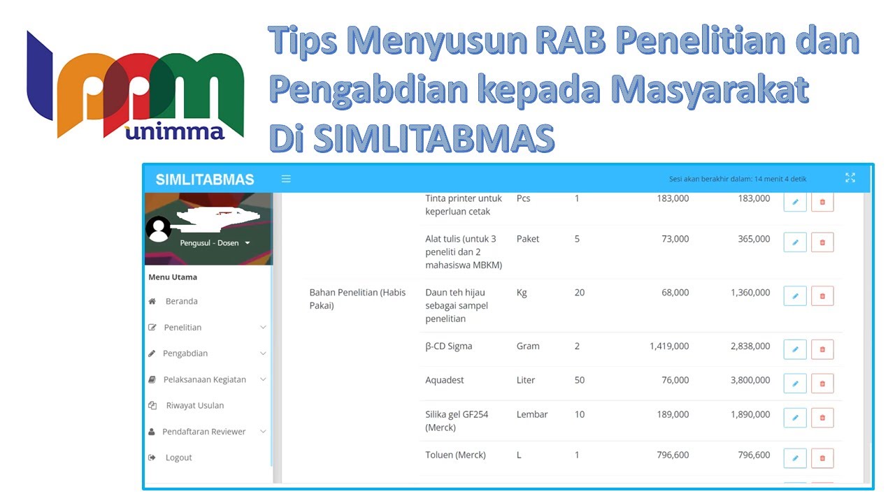 Praktek Penyusunan RAB Penelitian dan Pengabdian DPPM - YouTube