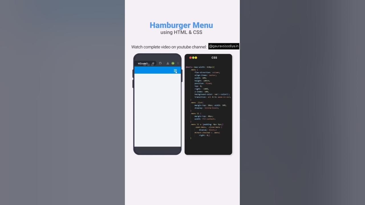 Hamburger Menu using html css #shorts #viralshort #webdevelopement #html #css - YouTube