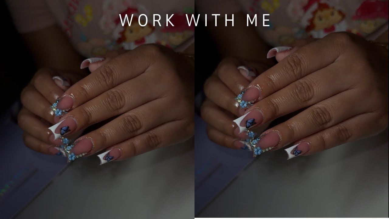 SHORT ACRYLIC NAIL FREESTYLE 🩵 - YouTube