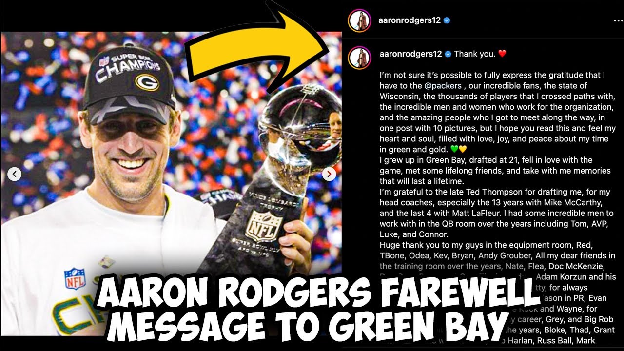 Aaron Rodgers Gives Farewell Message To Packers Fans - YouTube