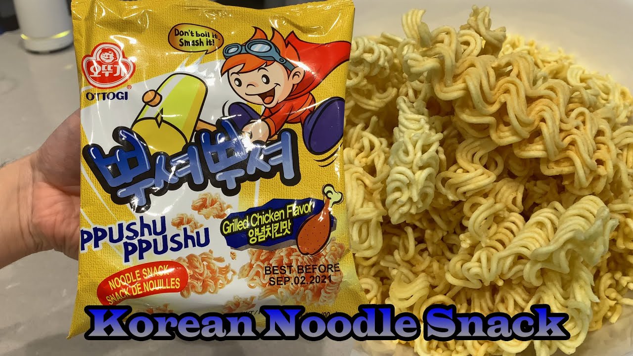 Ottogi Ppushu Ppushu Noodle Snack (Grilled Chicken Flavor) - YouTube