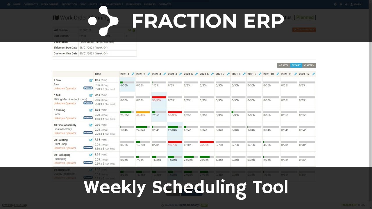 Fraction ERP - Weekly Scheduling Tool - YouTube