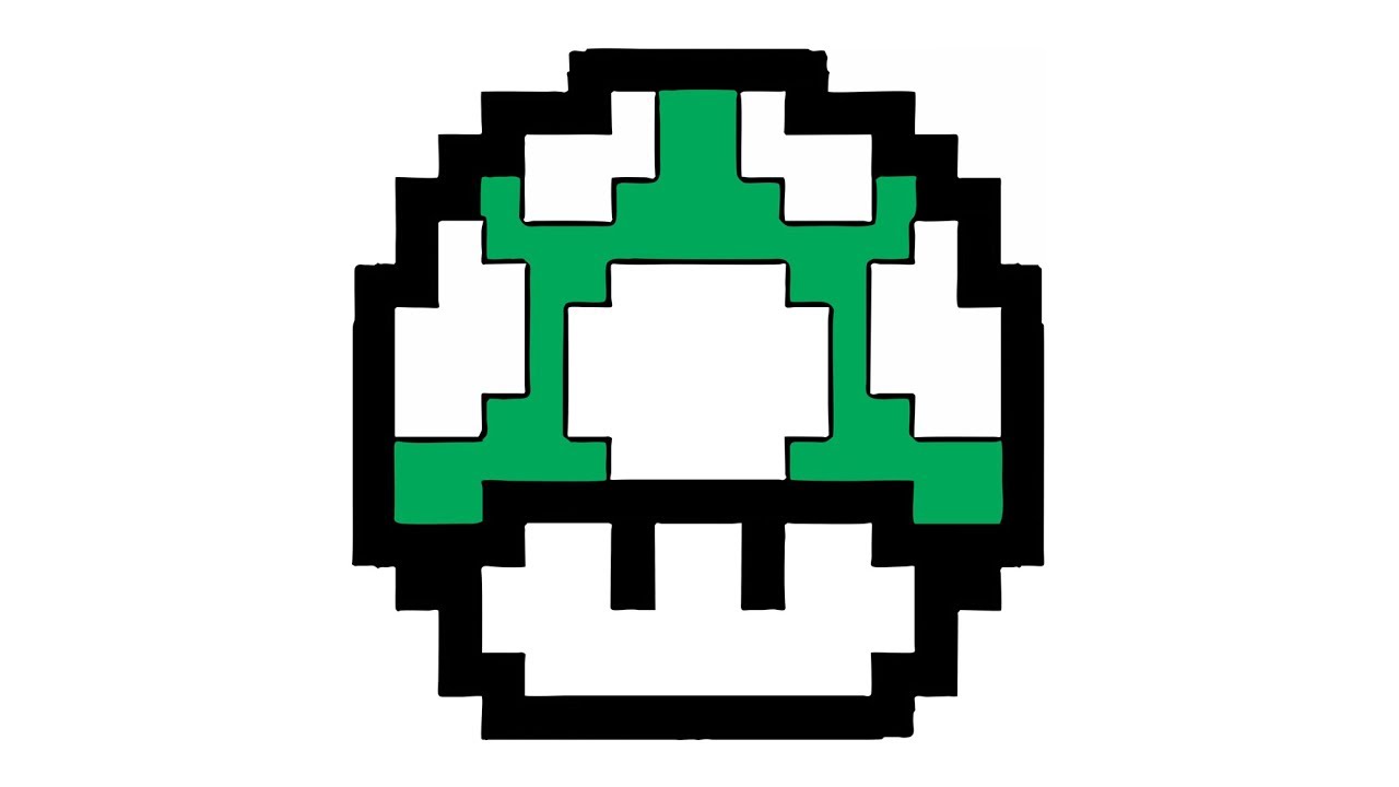 Hur man ritar en grön Mario svamp - YouTube