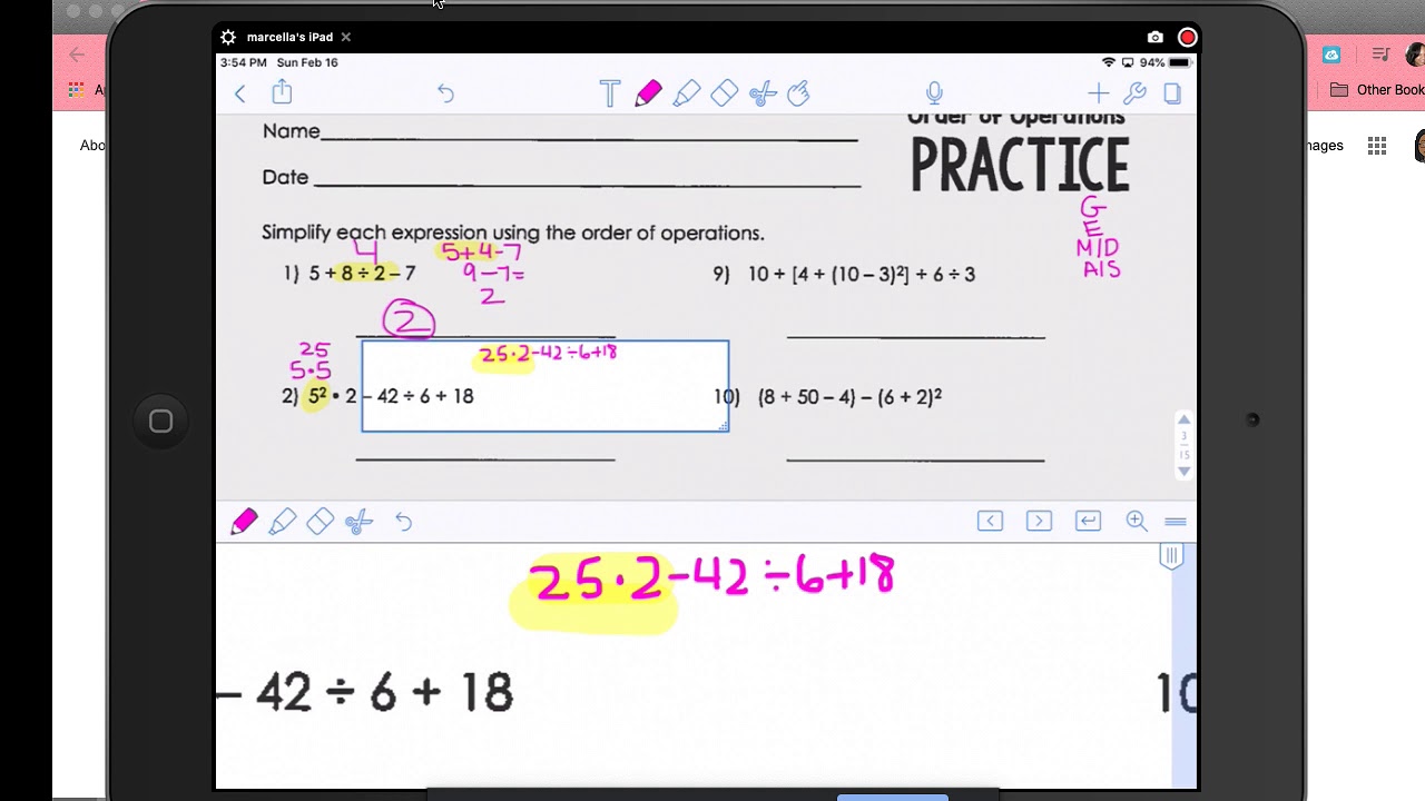 3.1 order of operations (GEMDAS) practice - YouTube