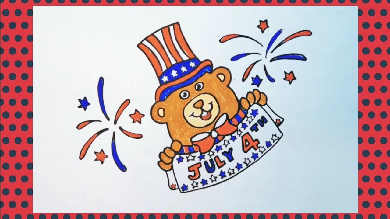 4th July Patriotic Bear Uncle SAM Drawing for Beginners - YouTube