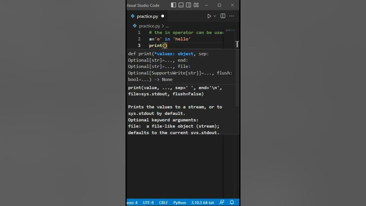 The In Operators Python Coding Pythoncode Codet20shorts Youtube