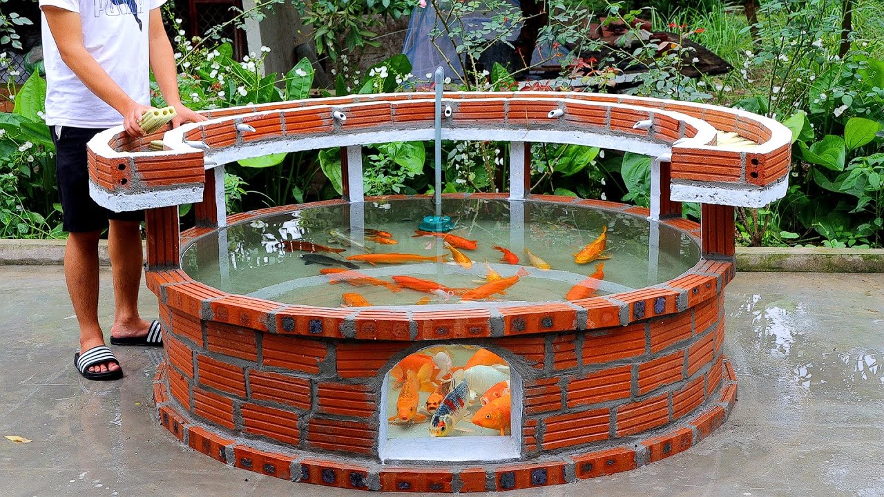 Make a Unique Fish Tank from brick and cement - YouTube