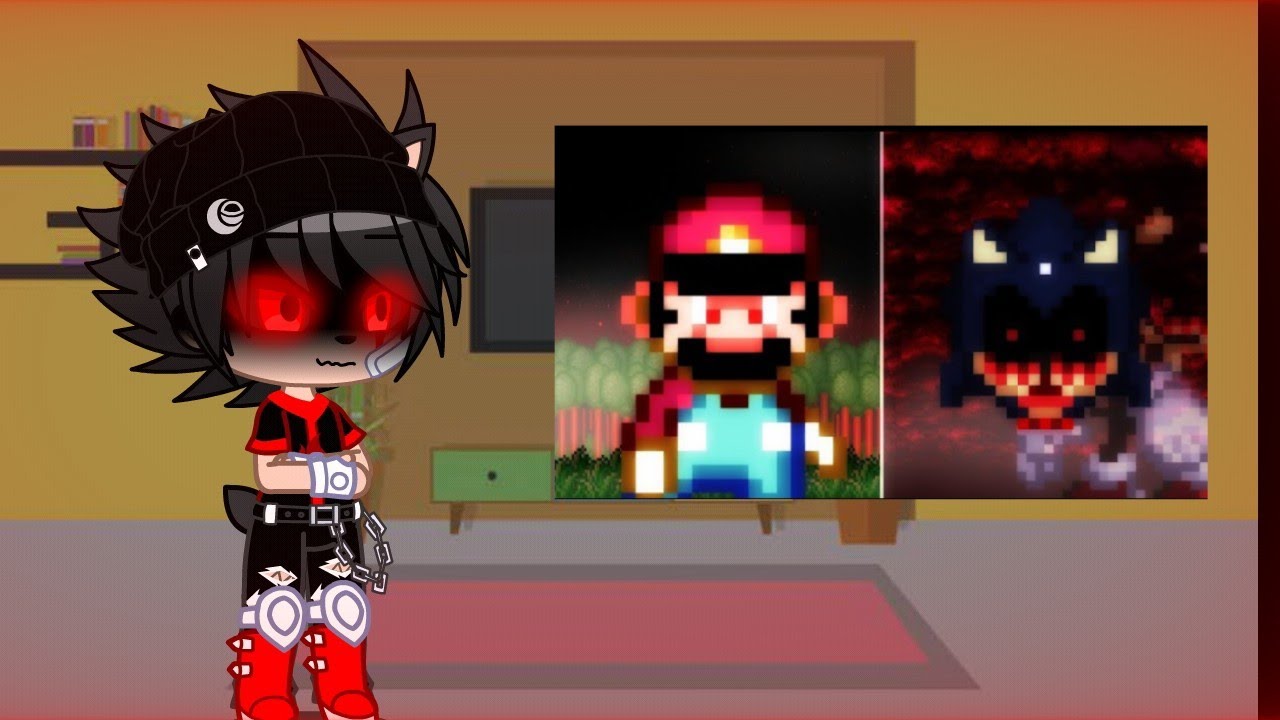 me and gachatubers react to devil Mario vs Sonic.exe - YouTube