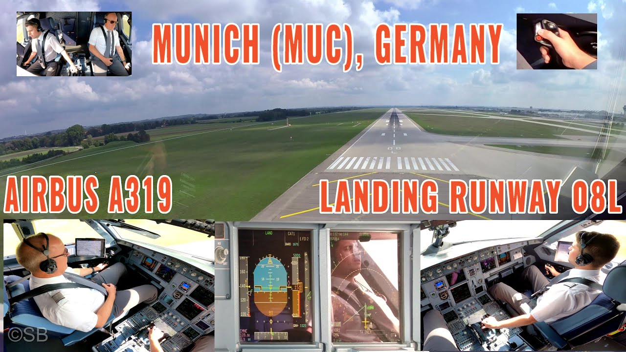 Munich (MUC), Germany: Approach + landing runway 08L Airbus pilots ...
