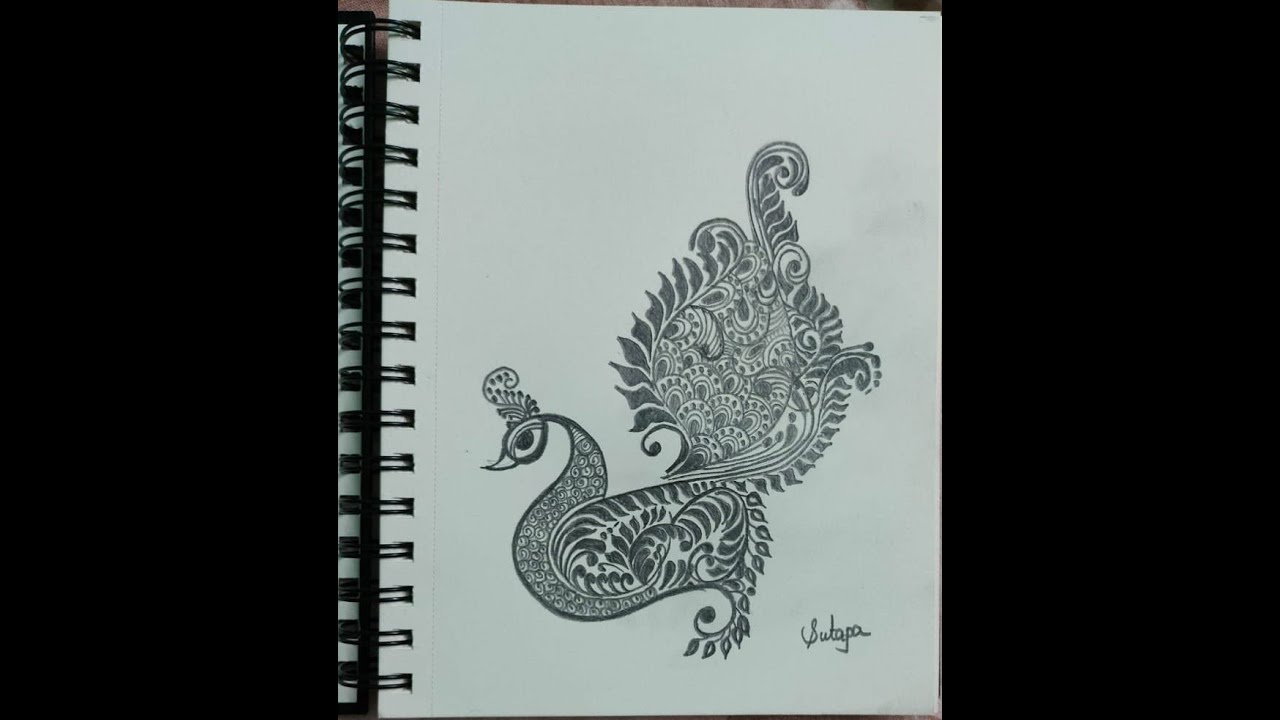 How to draw very beautiful and easy Peacock Alpona design | Jhuti ...