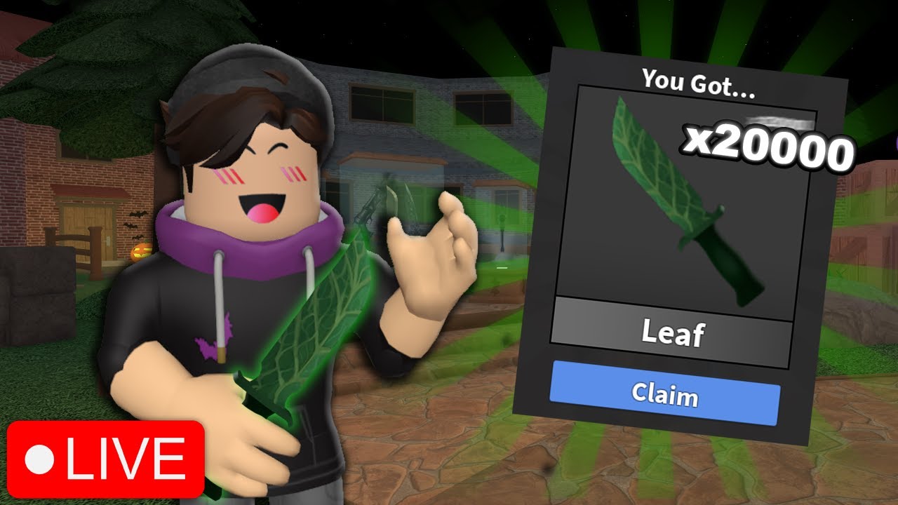Livestreaming until I hit 20,000 Leaf Knives in MM2 - YouTube