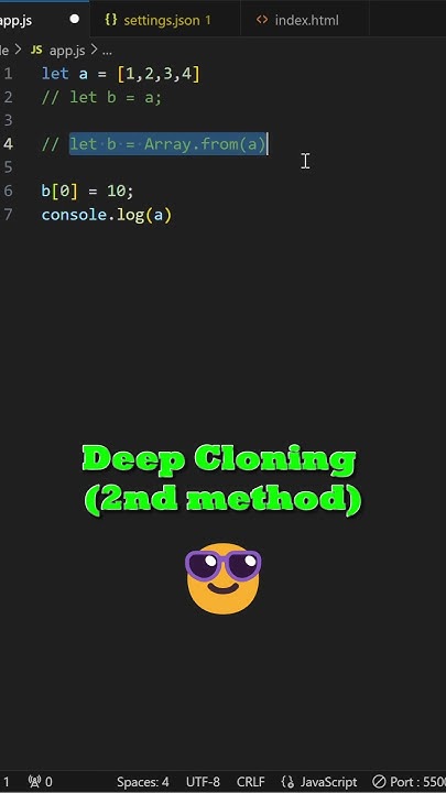 Array cloning in JS | JS Interesting parts #javascript #interviewprep #javascripttutorial - YouTube