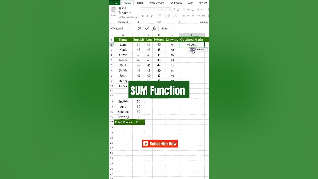SUM Function for Faster Calculations in Excel! #excel #sumfunction - YouTube