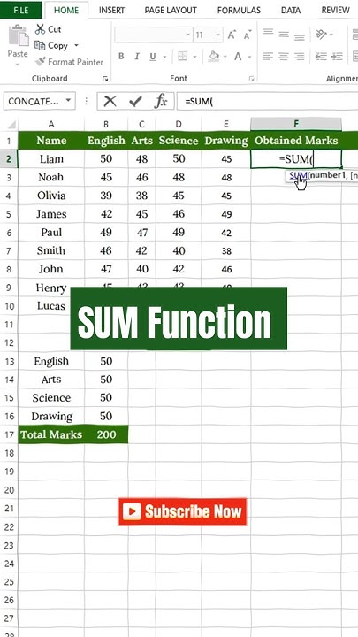 SUM Function for Faster Calculations in Excel! #excel #sumfunction - YouTube