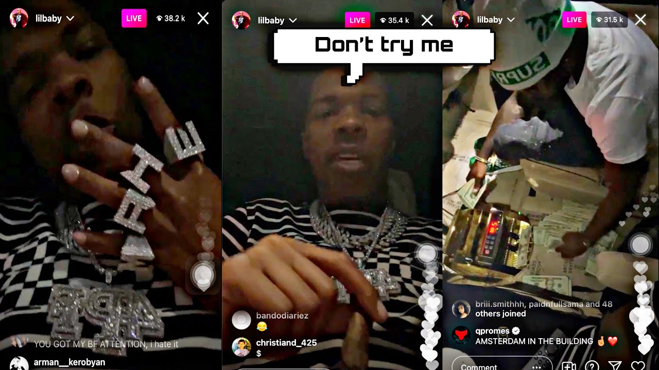 Lil Baby Showing Off His Wealth On iG Live - YouTube