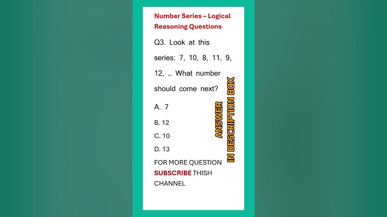 Number Series – Logical Reasoning Questions|| ANSWER IN DESCRIPTION BOX - YouTube