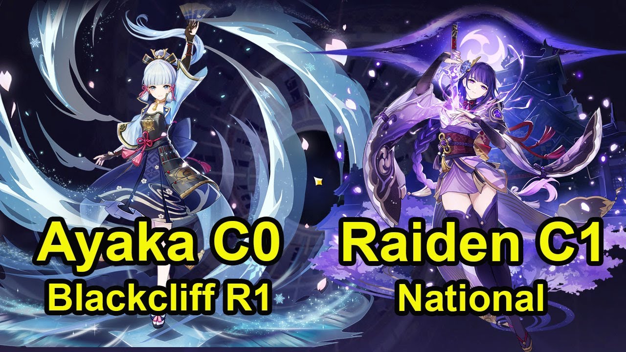 [4 stars weapons] Ayaka C0 Freeze & Raiden C1 Natioanal Abyss 4.0 floor ...