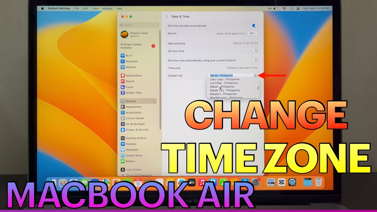 How to Change Time Zone on MACBOOK AIR - YouTube