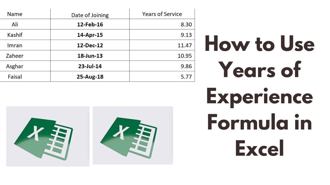 How to use Years of Experience Formula in Excel | How to use yearfrac ...