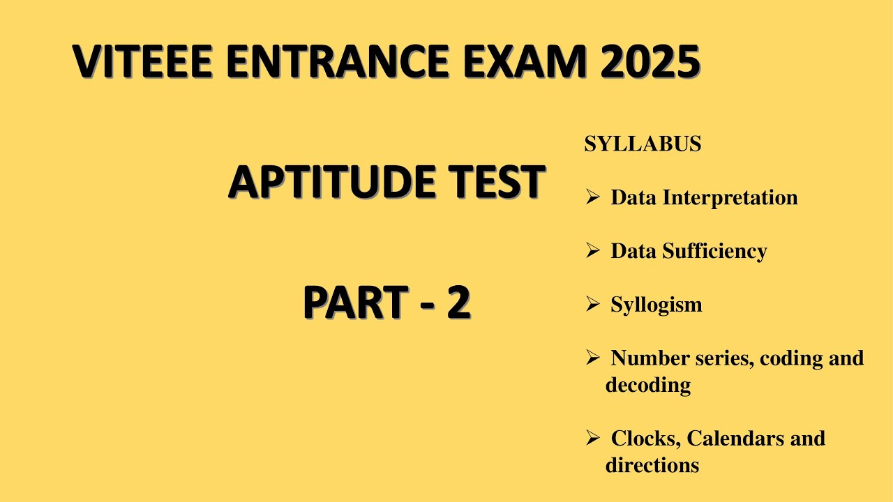 VITEEE ENTRANCE EXAM APTITUDE QUESTIONS | VITEEE MOCK TEST QUESTION ...