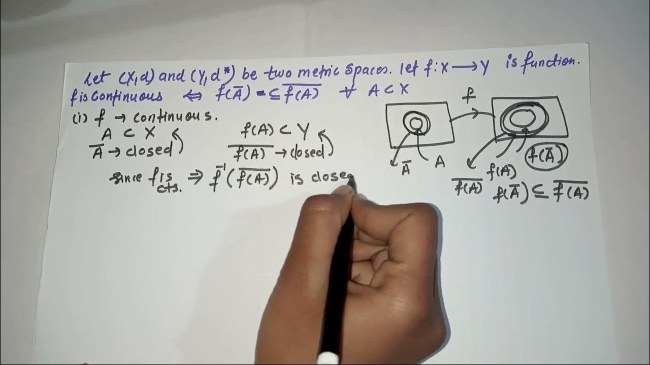 6. f is continuous iff f(cl(A)) is subset of cl(f(A)) for every subset of X || Continuity in ...