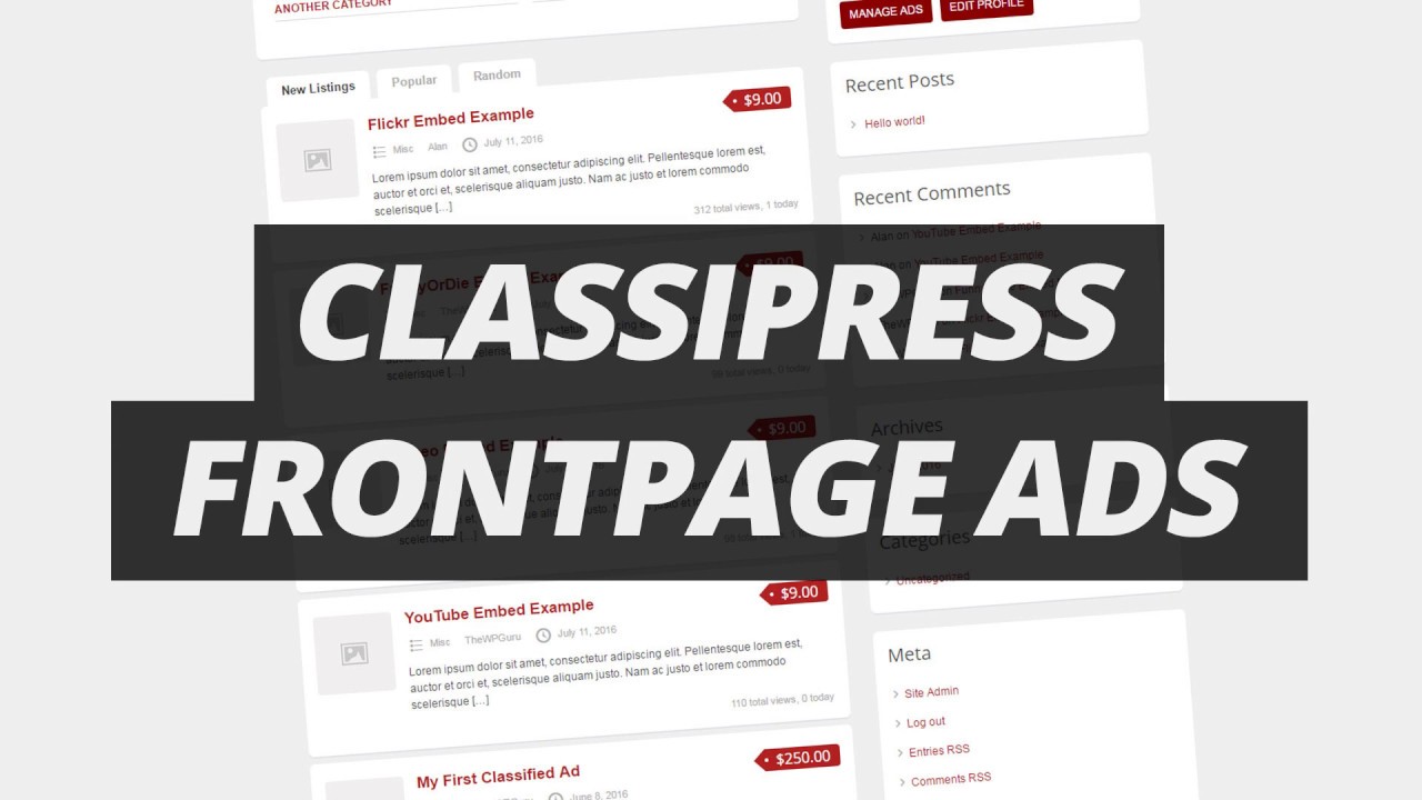 Classipress Plugin - FrontPage Ads - YouTube