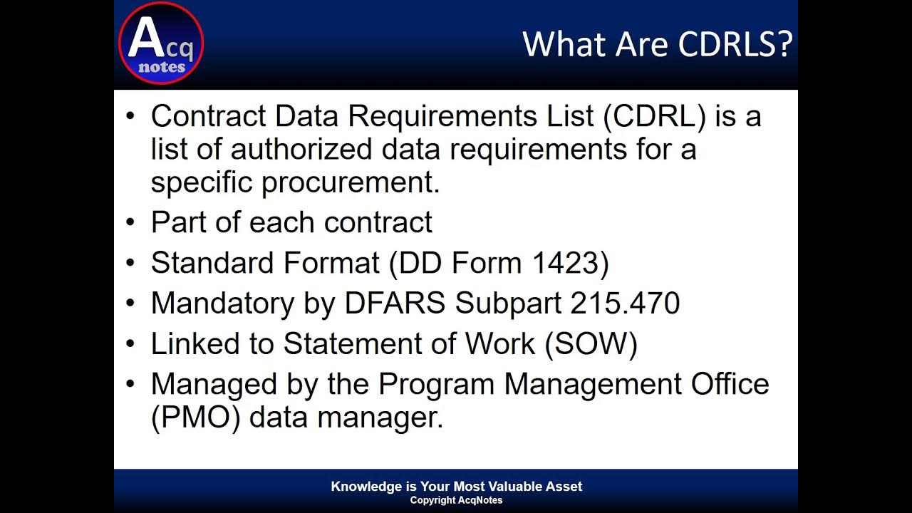 Contract Data Requirements List (CDRL) - YouTube