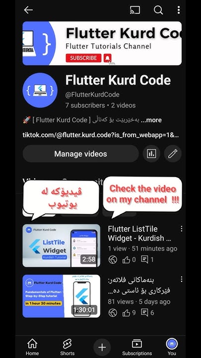ListTile widget in flutter Kurdish tutorial #flutterkurdcode #kurdistan #flutter #flutterkurd ...
