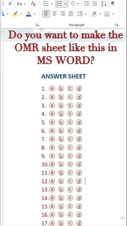 How to make OMR sheet in MS Word| Make OMR Sheet | OMR Sheet | Excel IQ ...