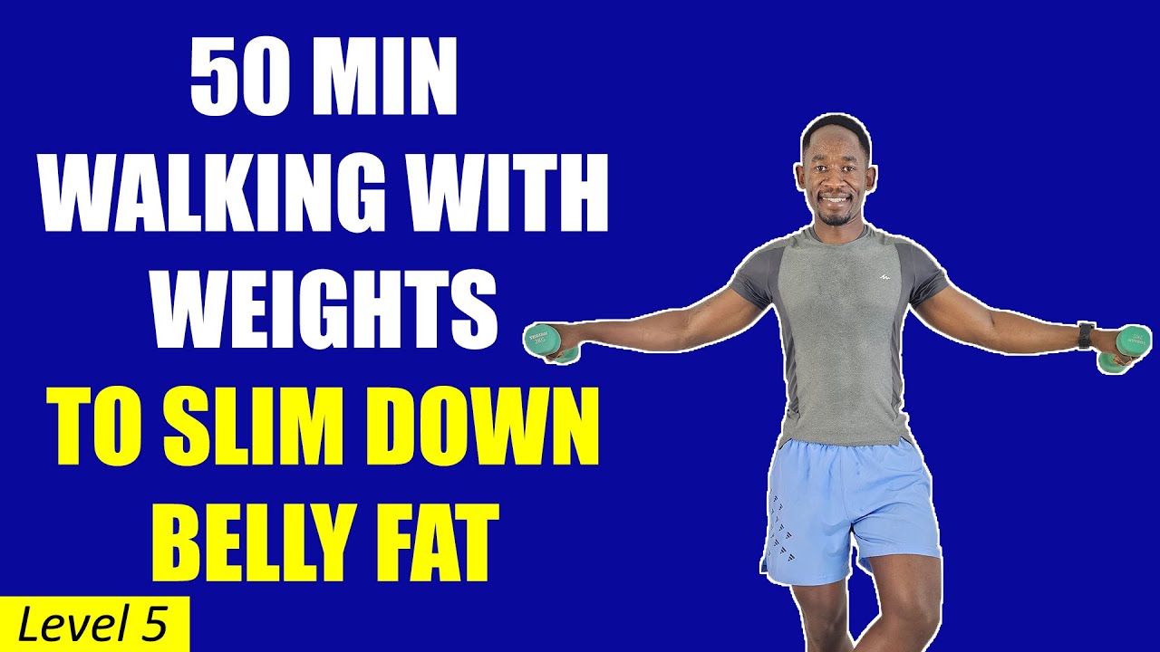 50-Minute Walking with Weights Workout to Slim Down Belly Fat - YouTube