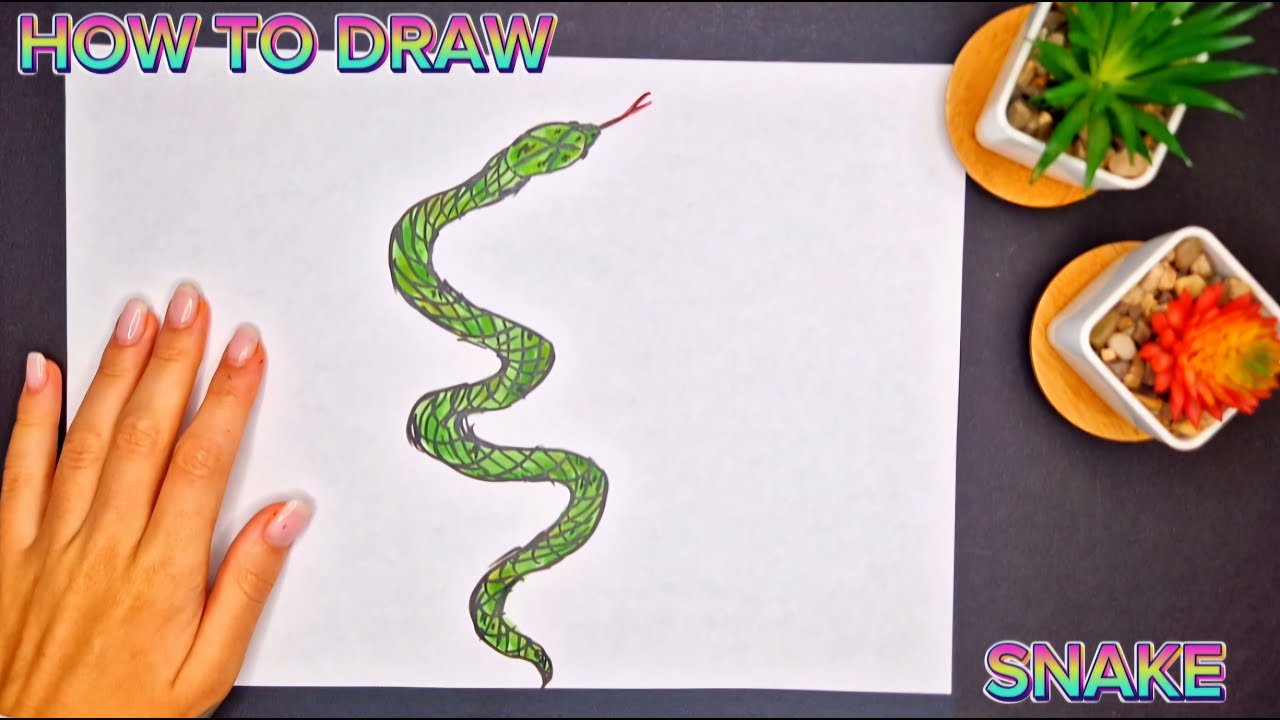 How to Draw And Color an Easy Snake Easy - YouTube