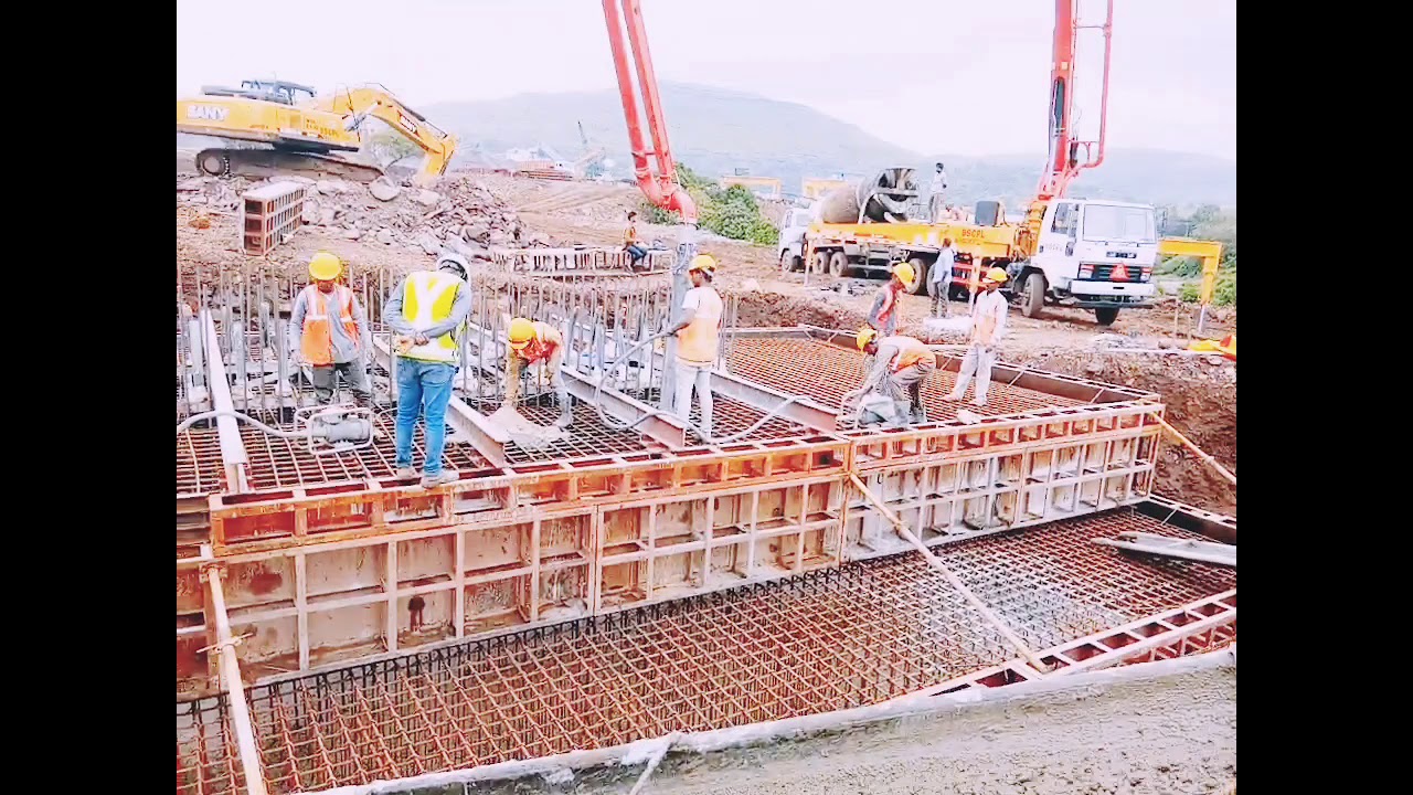 Raft Foundation concreting Pouring Through Boom Placer - YouTube
