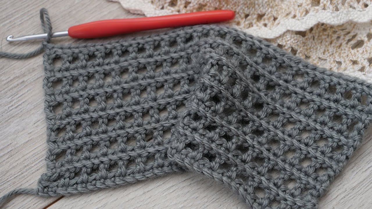 Crochet openwork stitch «Skyscraper Windows» 🏢 Step by step - Easy and fast - stitch tutorial ...