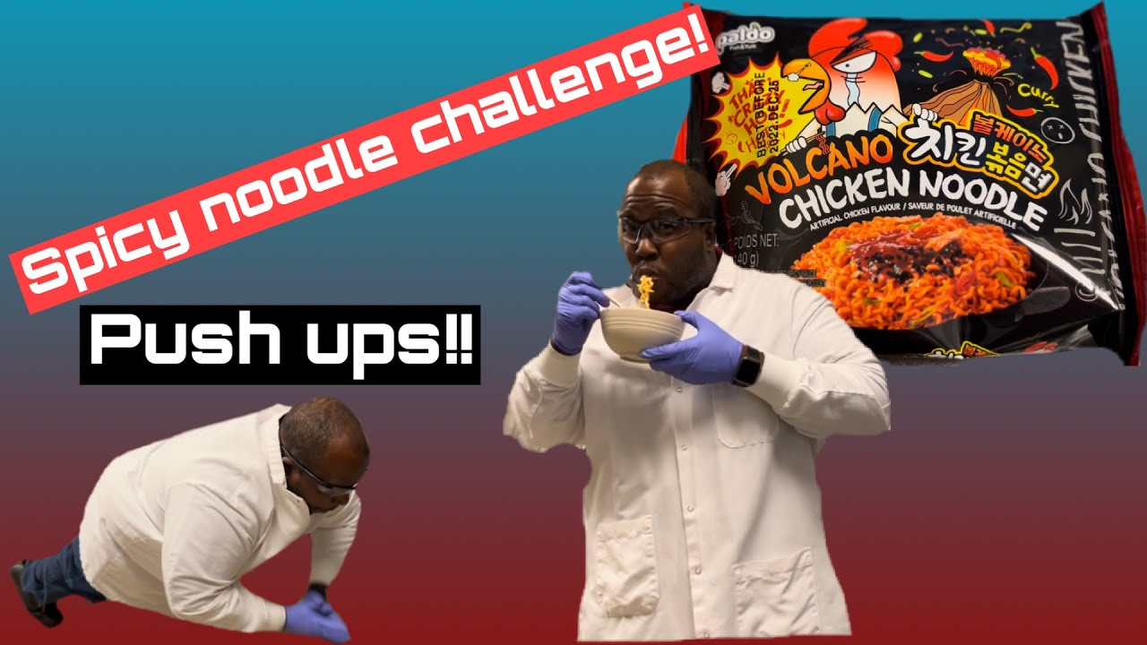 Valcano noodle challenge doing push-ups! - YouTube