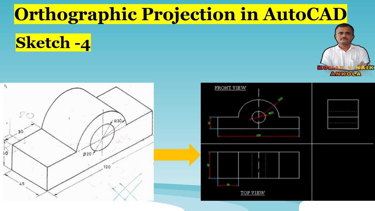 Orthographic Projection/Autocad/Sketch 4/CAEG - YouTube