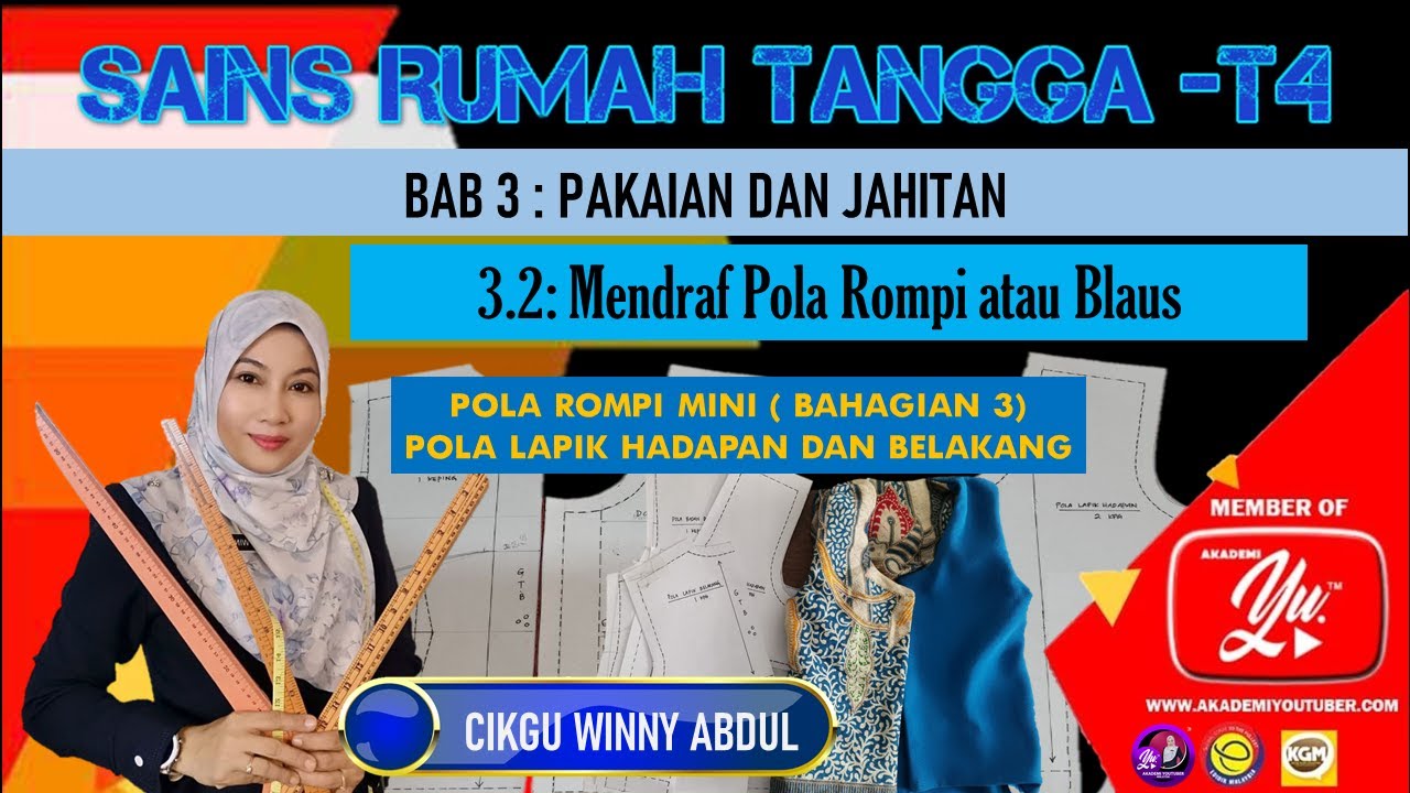 TUTORIAL MENDRAF POLA ROMPI MINI (BAH.3) - Pola Lapik Hadapan dan ...