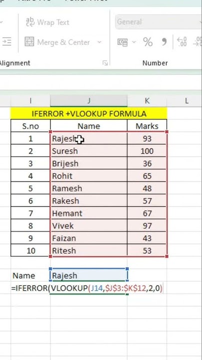 Iferror+Vlookup Formula #excel #exceltutorial #exceltips #excelformula #exceltricks #vlookup ...