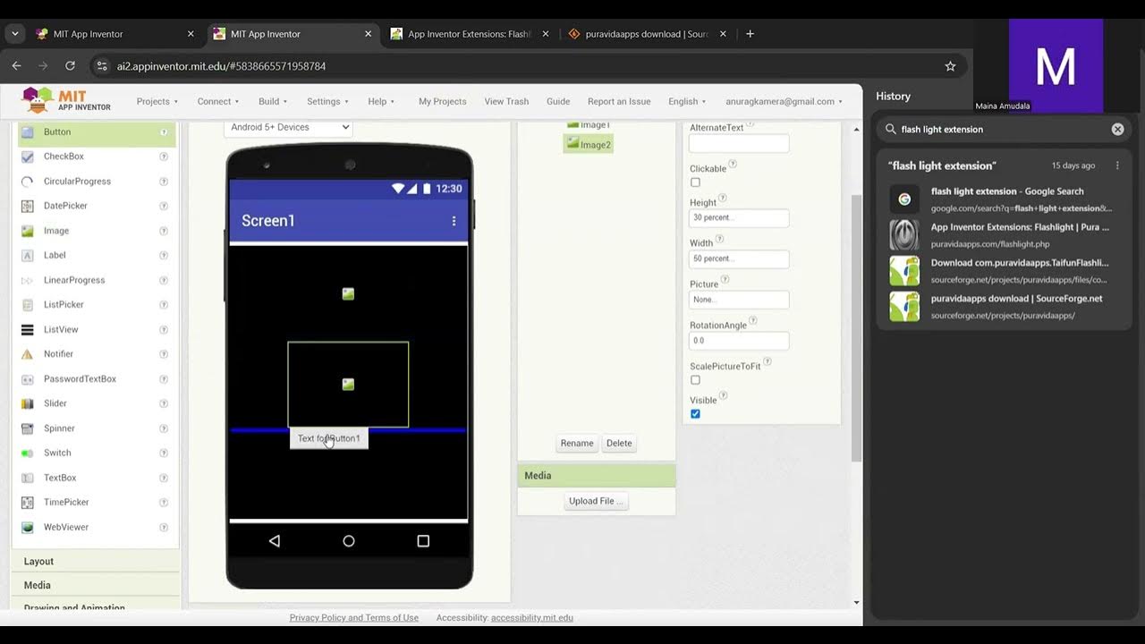 Bulb Flashlight app by using Mit app inventor - YouTube
