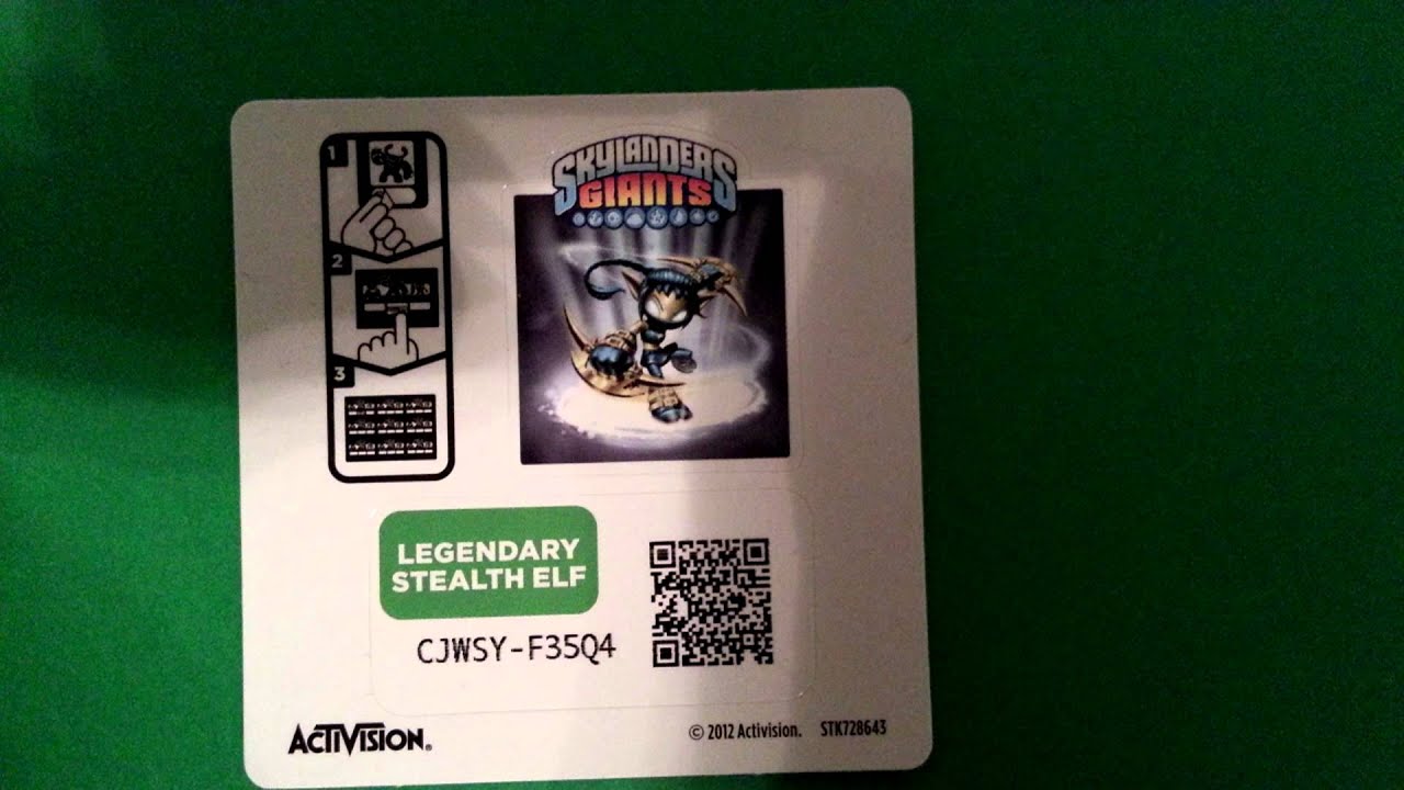 Legendary Stealth Elf Skylanders Giants webcode / onlinecode unused ...