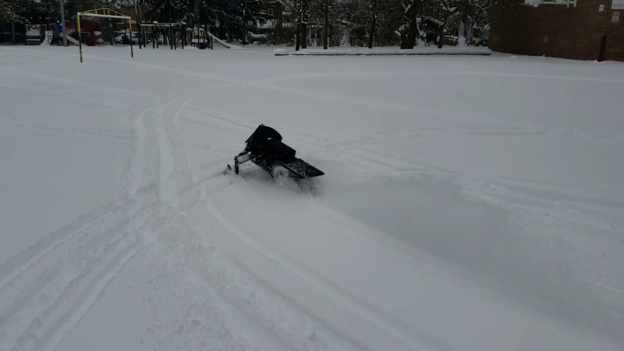 Homemade rc snowmobile test - YouTube
