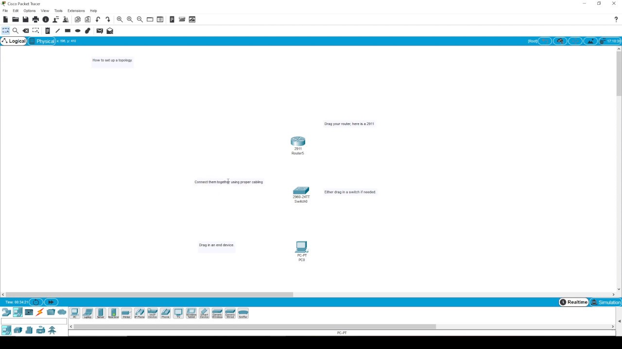 Create a simple network topology using Packet Tracer - YouTube