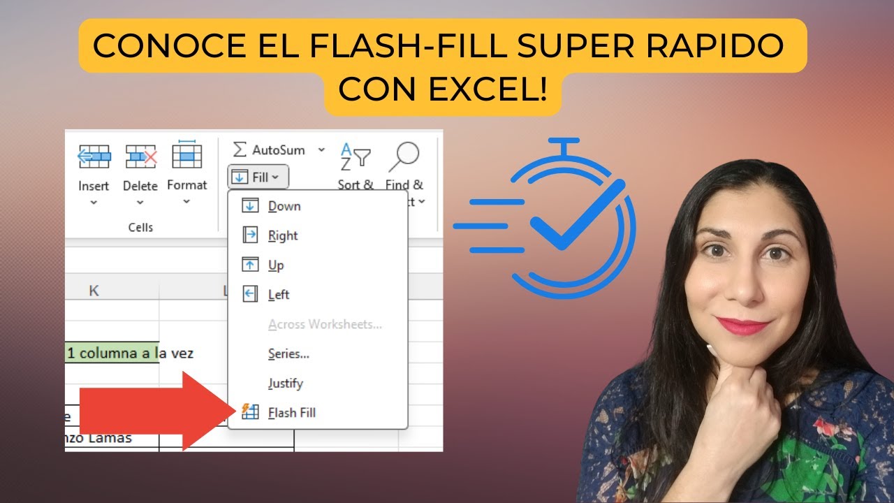 Msexcel Como Usar El Flash Fill Excel Version En Ingles Youtube