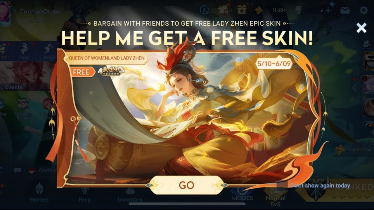 Honor of kings: Queen of Women land lady zhen free skin - YouTube