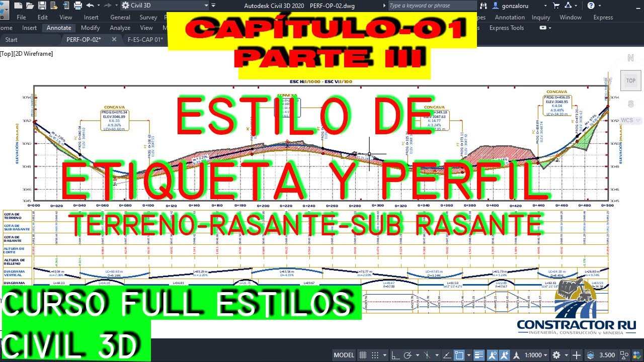 CURSO FULL ESTILOS CIVIL3D-#CAPITULO-01-PARTE-III ETIQUETA Y PERFIL DE ...