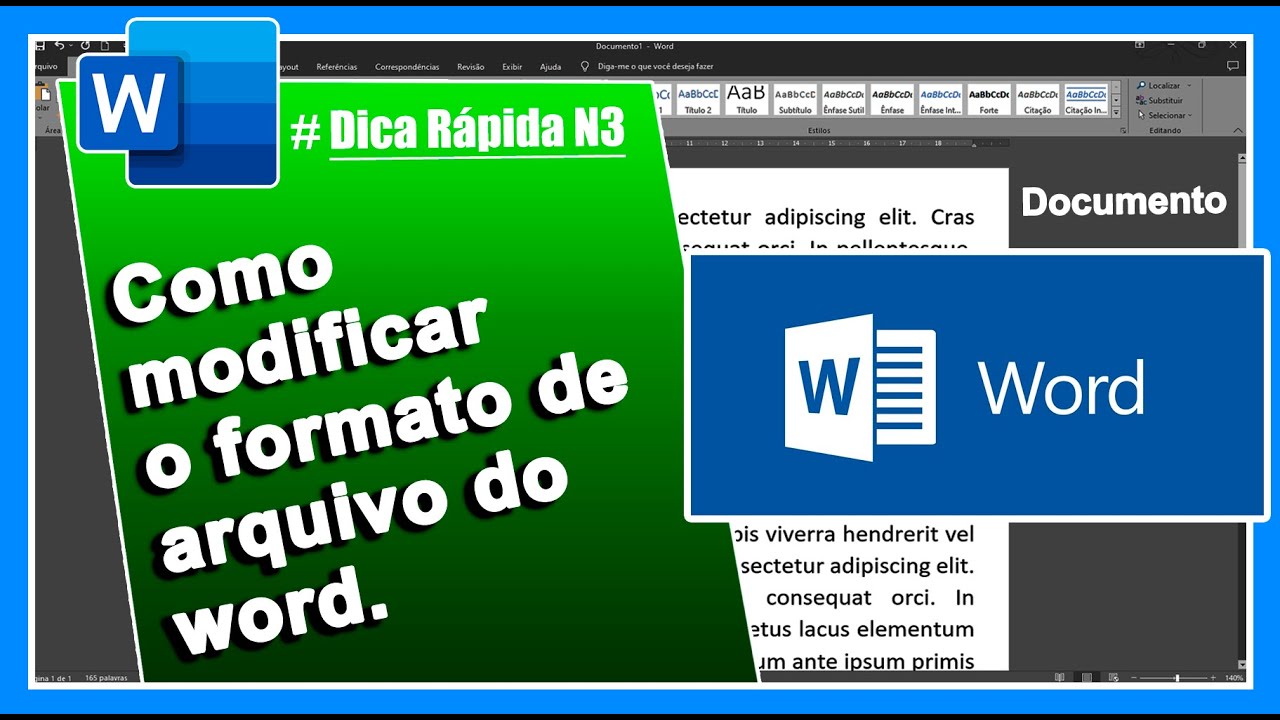 Dica Rápida N3 - Como modificar o formato de arquivo do word. - YouTube