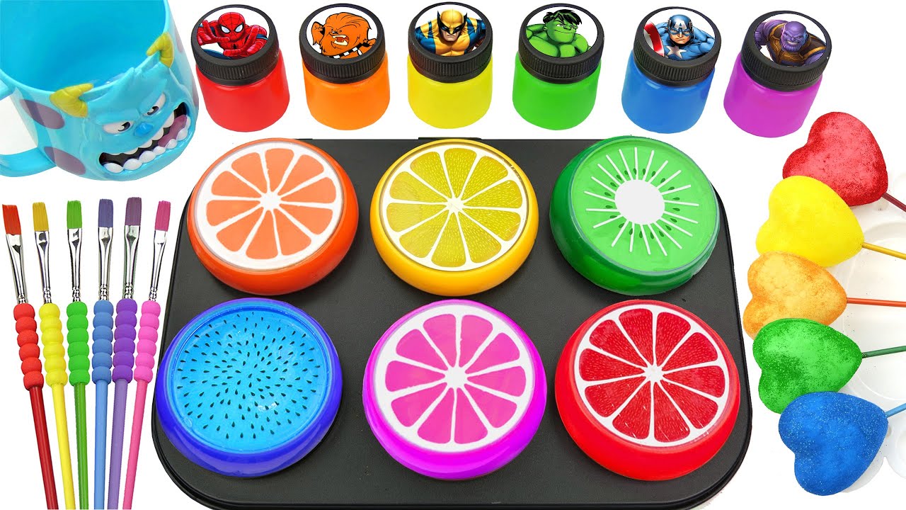 Satisfying Video | Slime Fruit Forms FROM Making 6 Color Glitter ...