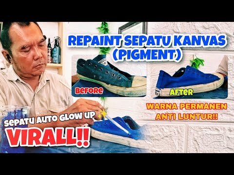 REPAINT SEPATU KANVAS MENGGUNAKAN BAHAN PIGMENT, MENGEMBALIKAN WARNA ...