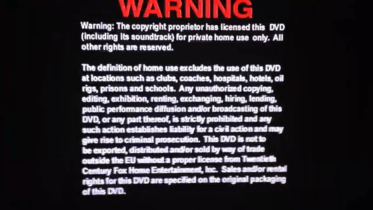 20th Century Fox Warning Screen DVD - YouTube