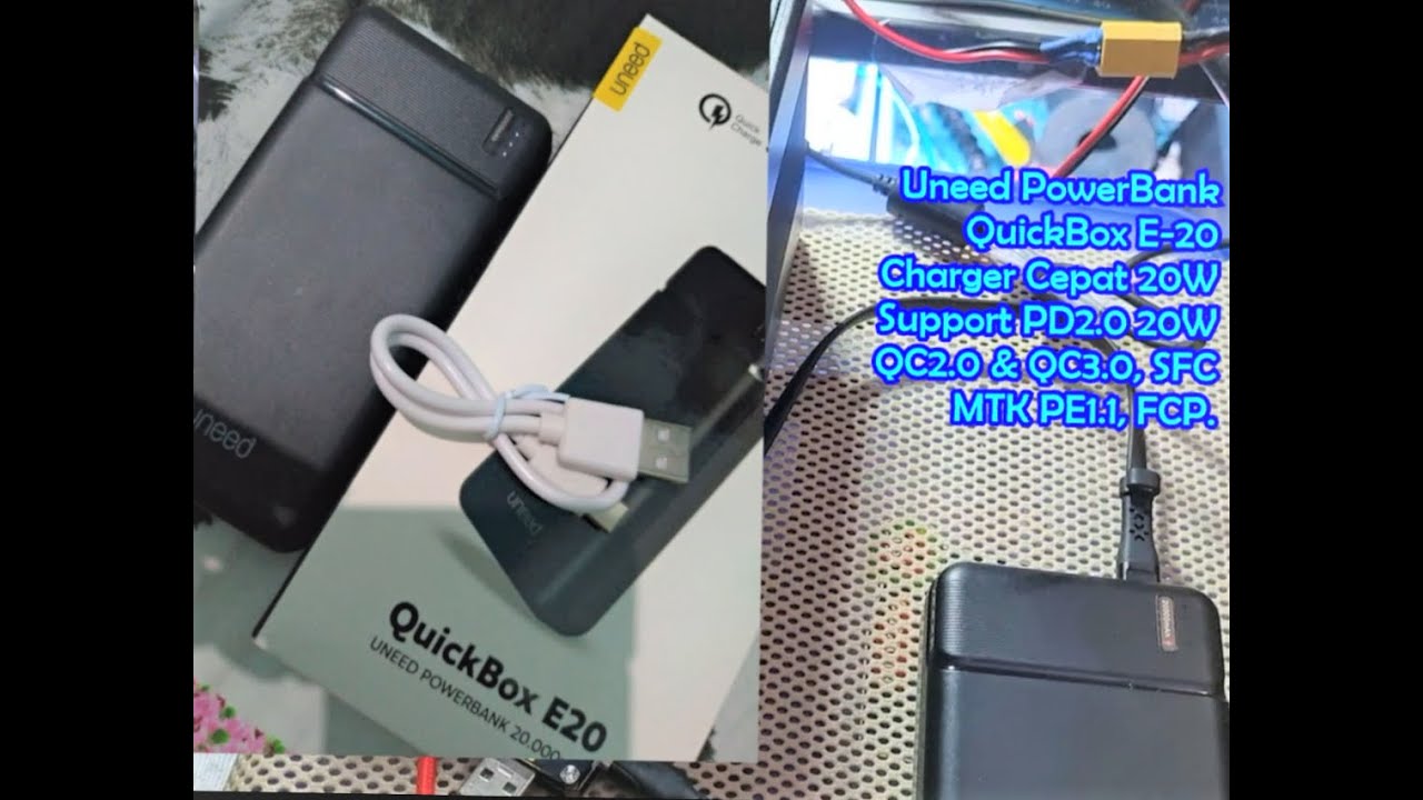 Tes & Uji Re Charging Power Bank Uneed Quickbox E20 QC PD20W - YouTube