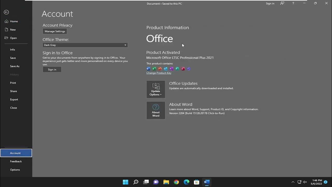 Windows 11 - Check MS Office Version - How to Know which Microsoft Word ...
